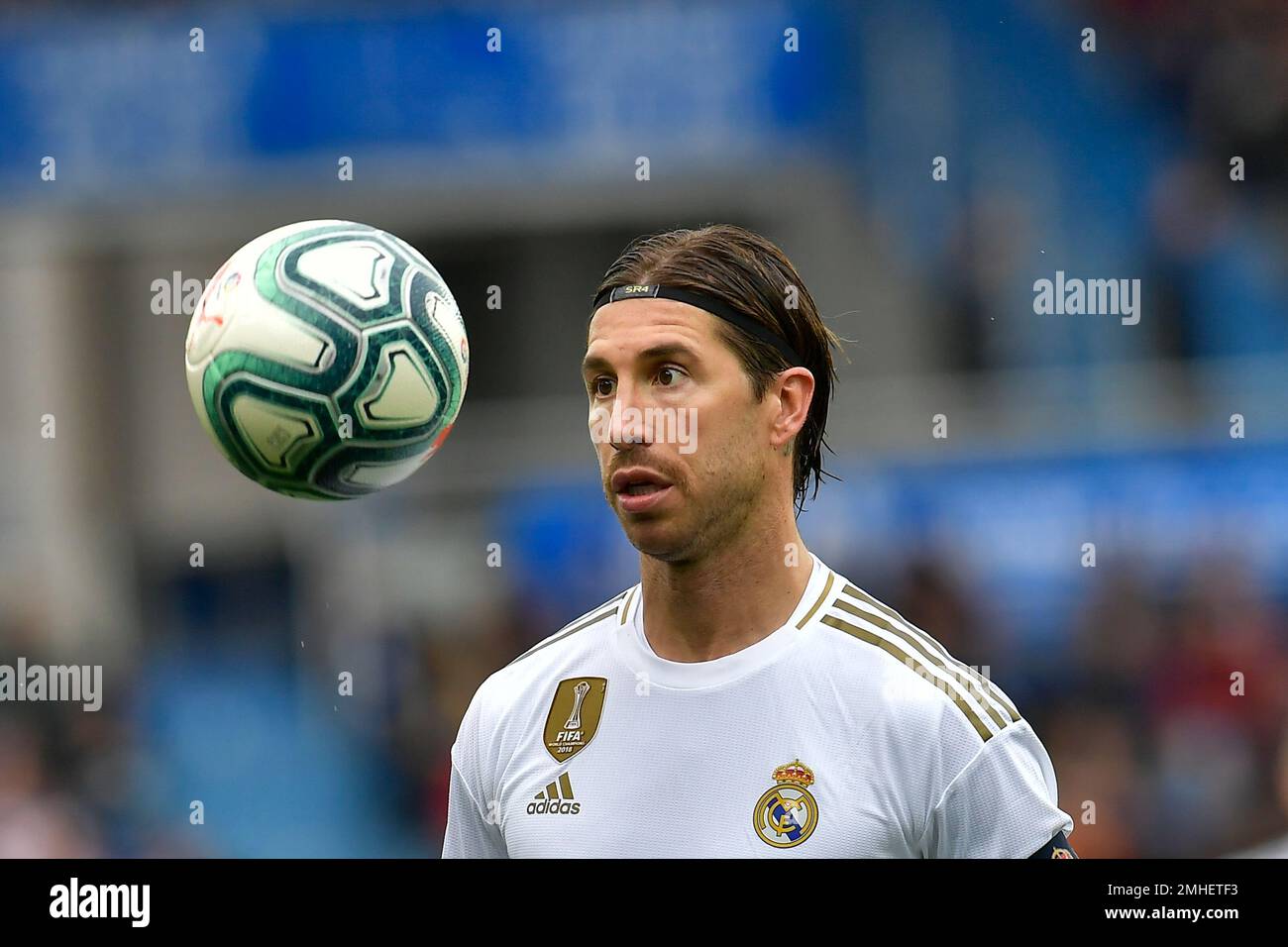 Real Madrid's Real Madrid's Sergio Ramos looks at the ball during the ...
