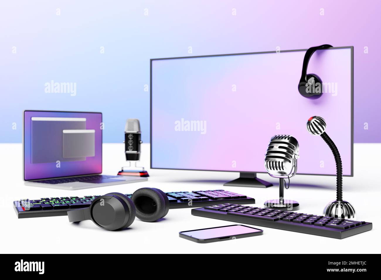 3d illustration, close up of the realistic computer or laptop keyboard ...