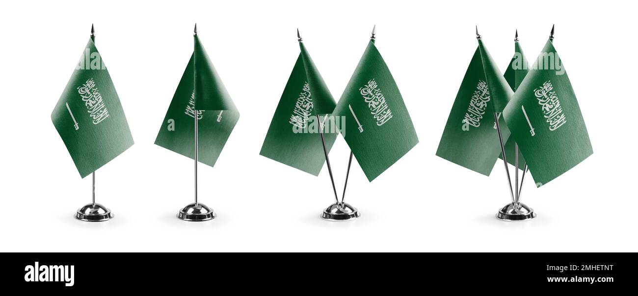 Small national flags of the Saudi Arabia on a white background Stock ...
