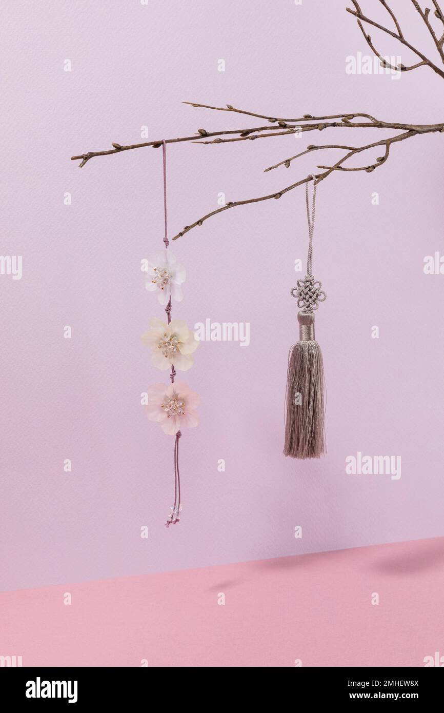 collection of korean traditional objects nature objects and Norigae ...