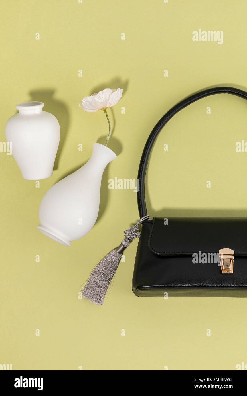 collection of korean traditional objects a bag decorated with pottery ...