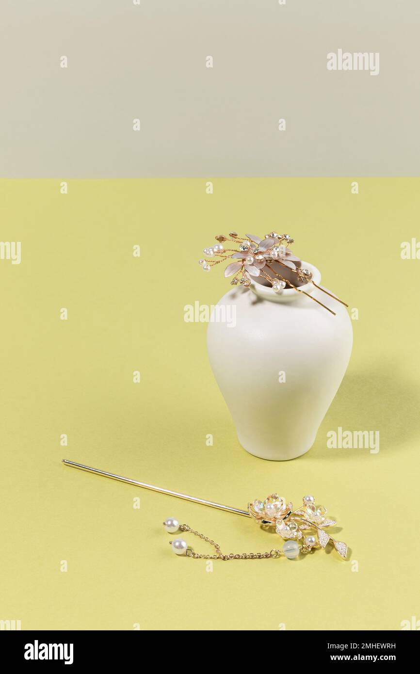 collection of korean traditional objects pottery and binyeo Stock Photo ...