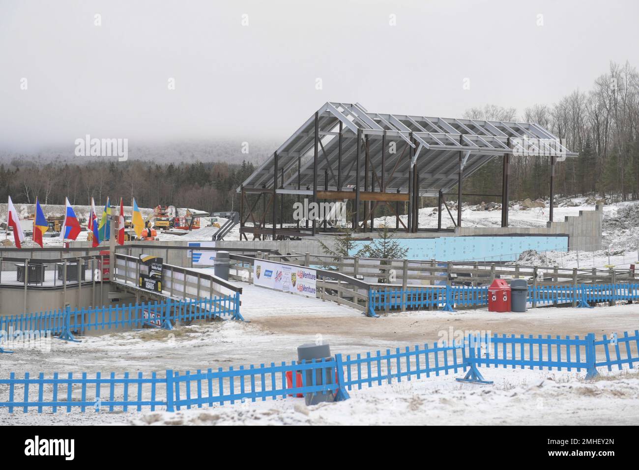 Exterior view of the new olympic sports complex base lodge and cross ...