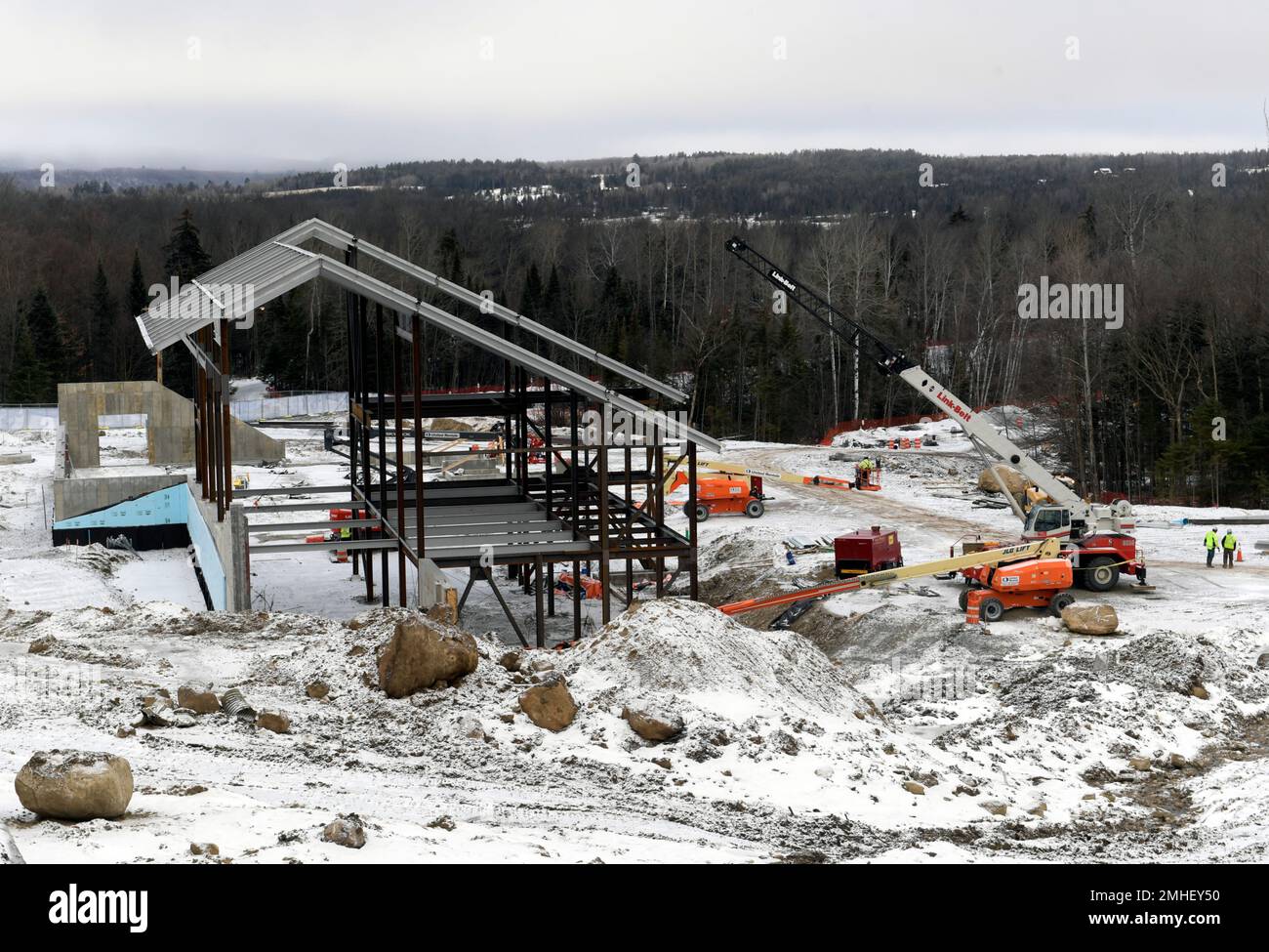 Exterior view of the new olympic sports complex base lodge and cross ...