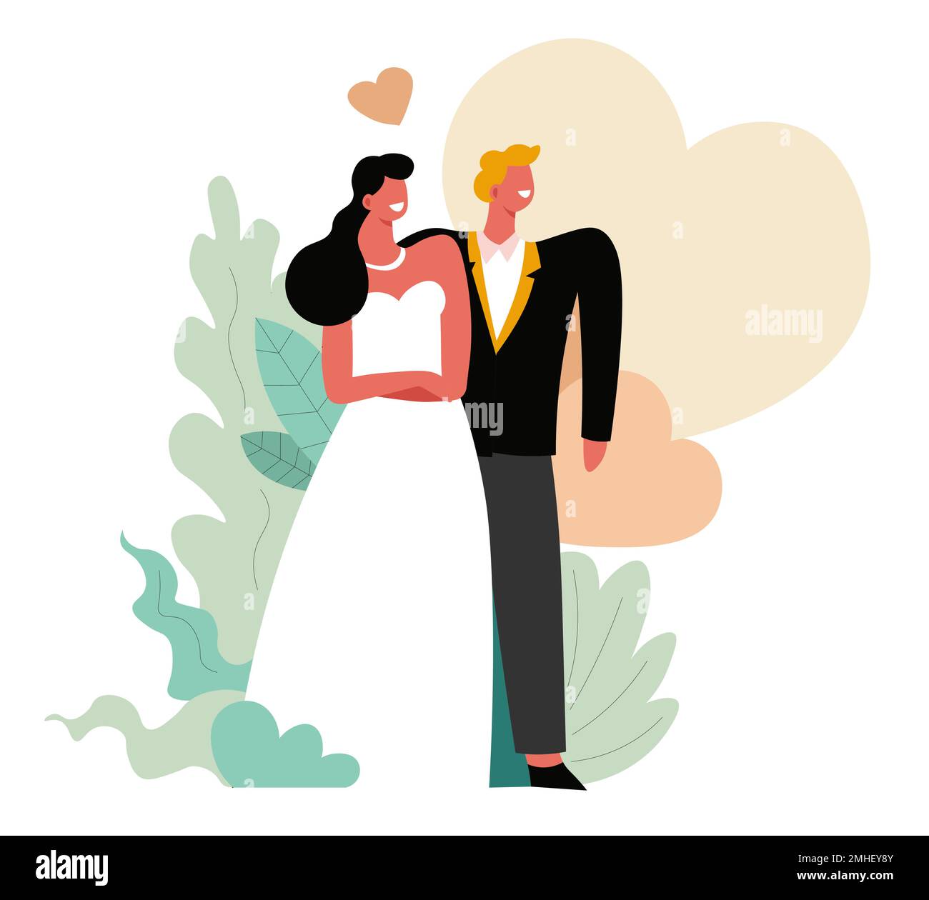 Wedding day, bride and groom, marriage ceremony, family Stock Vector ...