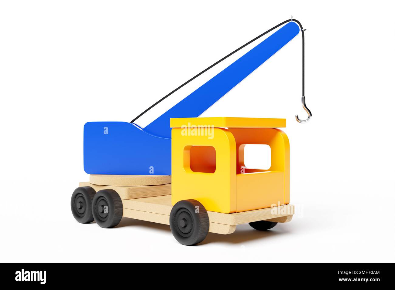 3d illustration of children's toy of a multicolored crane on a white ...