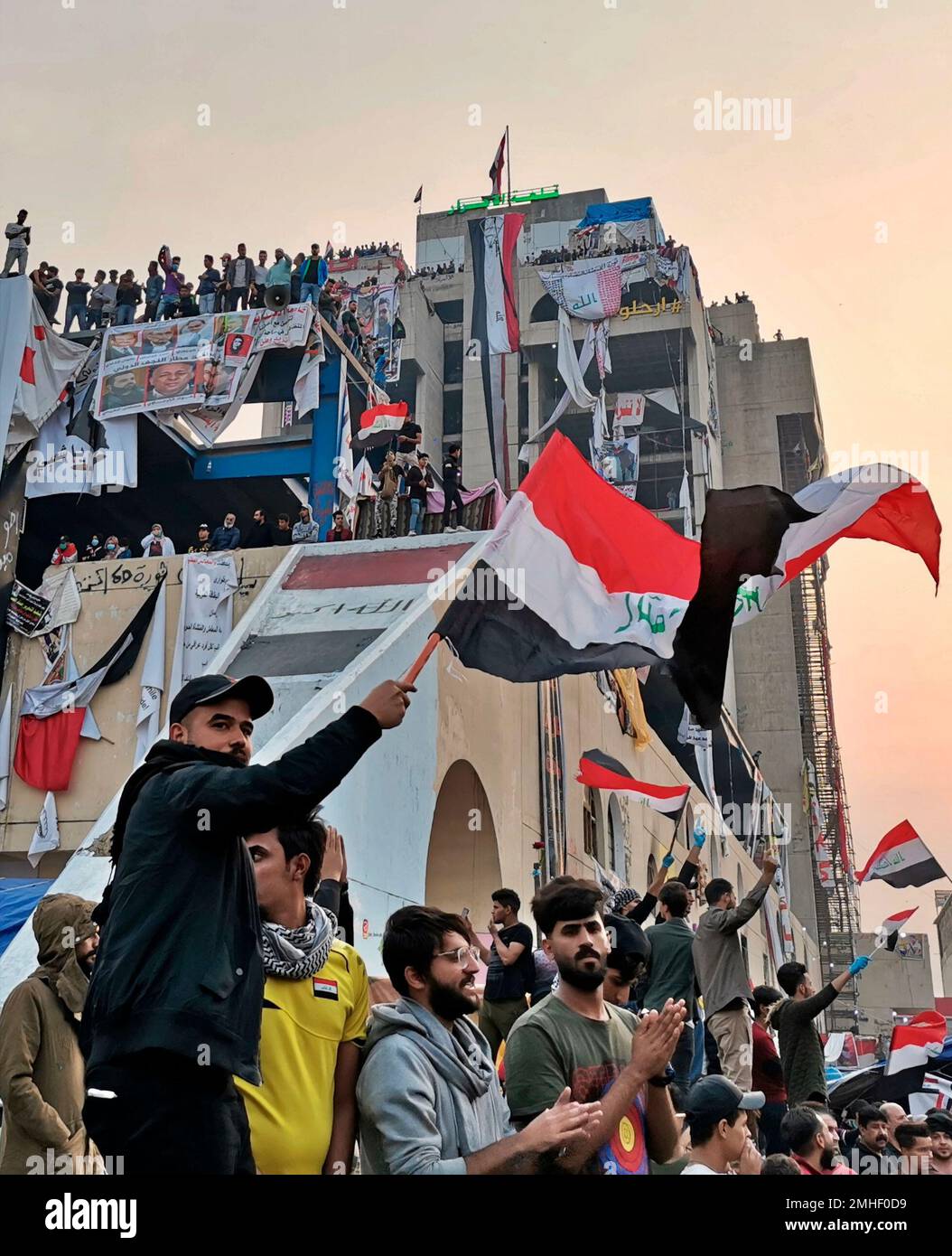 Anti-government protesters gather in Tahrir Square, Baghdad, Iraq ...