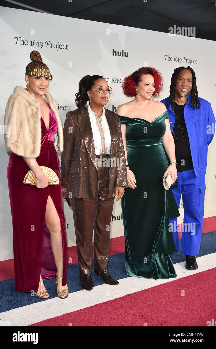 Shoshana Guy, from left, Oprah Winfrey, Nikole Hannah-Jones and Roger ...