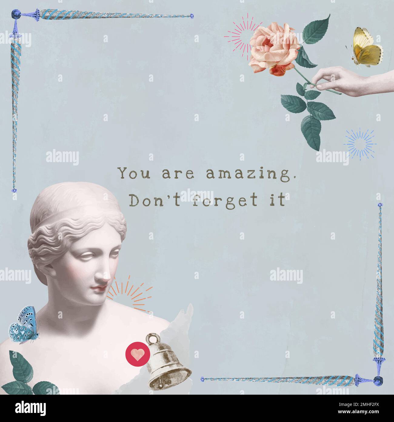 Aesthetic self-love template vector quote social media remix Stock ...