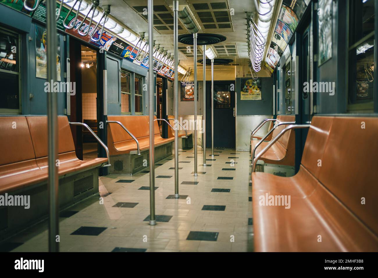 Interior of an old NYC Subway car, New York, New York Stock Photo - Alamy