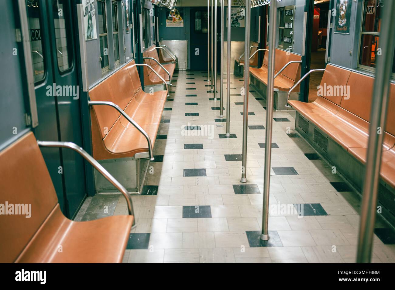 Interior of an old NYC Subway car, New York, New York Stock Photo - Alamy