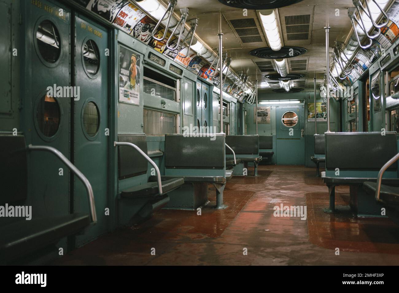 Interior of an old NYC Subway car, New York, New York Stock Photo - Alamy