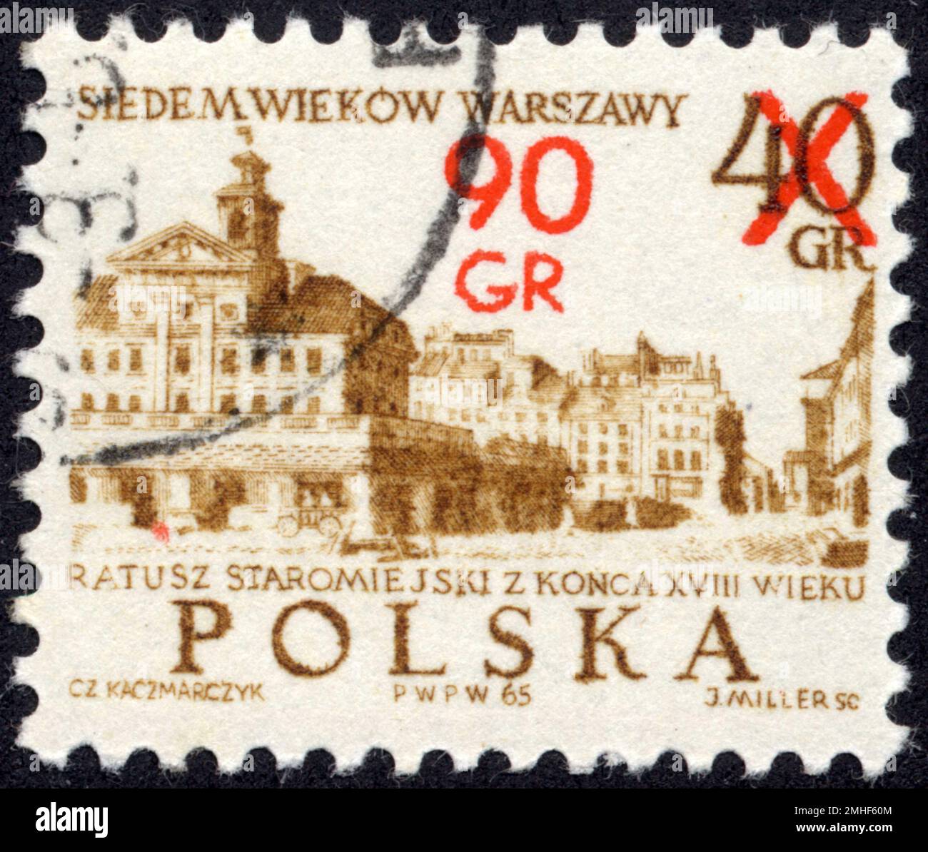 TIMBRE OBLITÉRÉ SIEDEM WIEKÓW WARSZAWY. RATUSZ STAROMIEJSKI Z KONCA XVIII WIEKU. POLSKA. 1965 ...