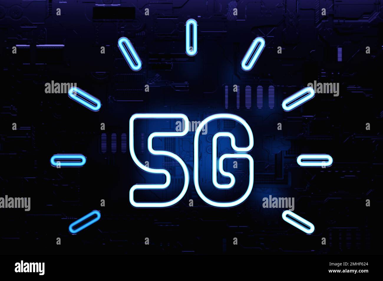 5G neon symbol or logo on dark background. 3d illustration Stock Photo ...