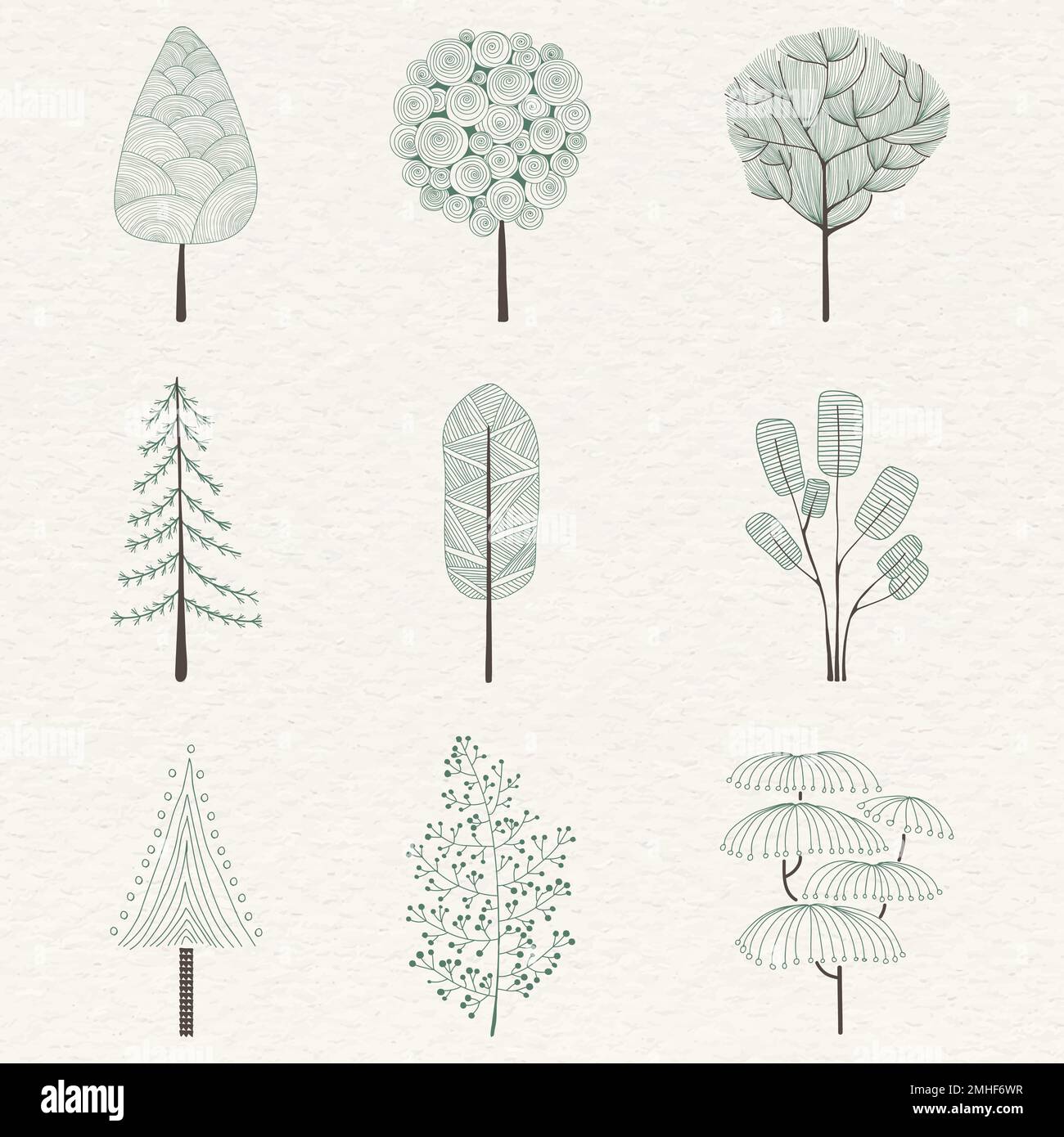 Cute pine tree sticker vector set Stock Vector Image & Art - Alamy