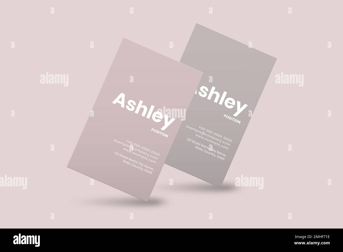 Business card mockup vector in pink tone with front and rear view Stock ...