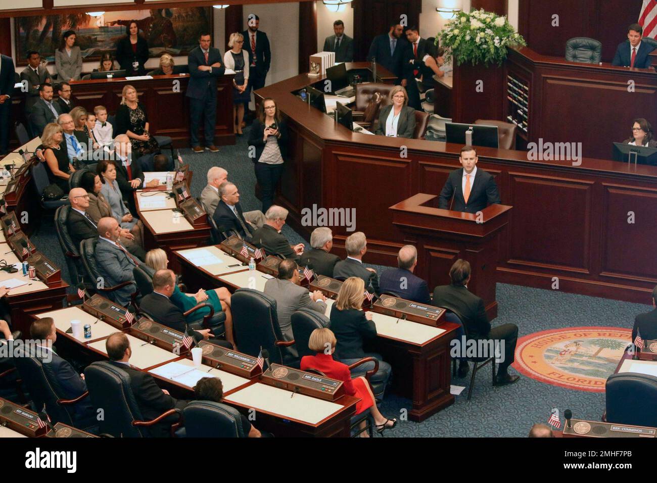 In this Sept. 17, 2019 photo, State Rep. Chris Sprowls, 35, addresses ...