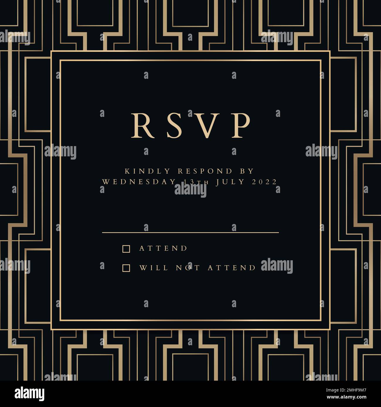 Wedding invitation vector template for social media post with geometric ...