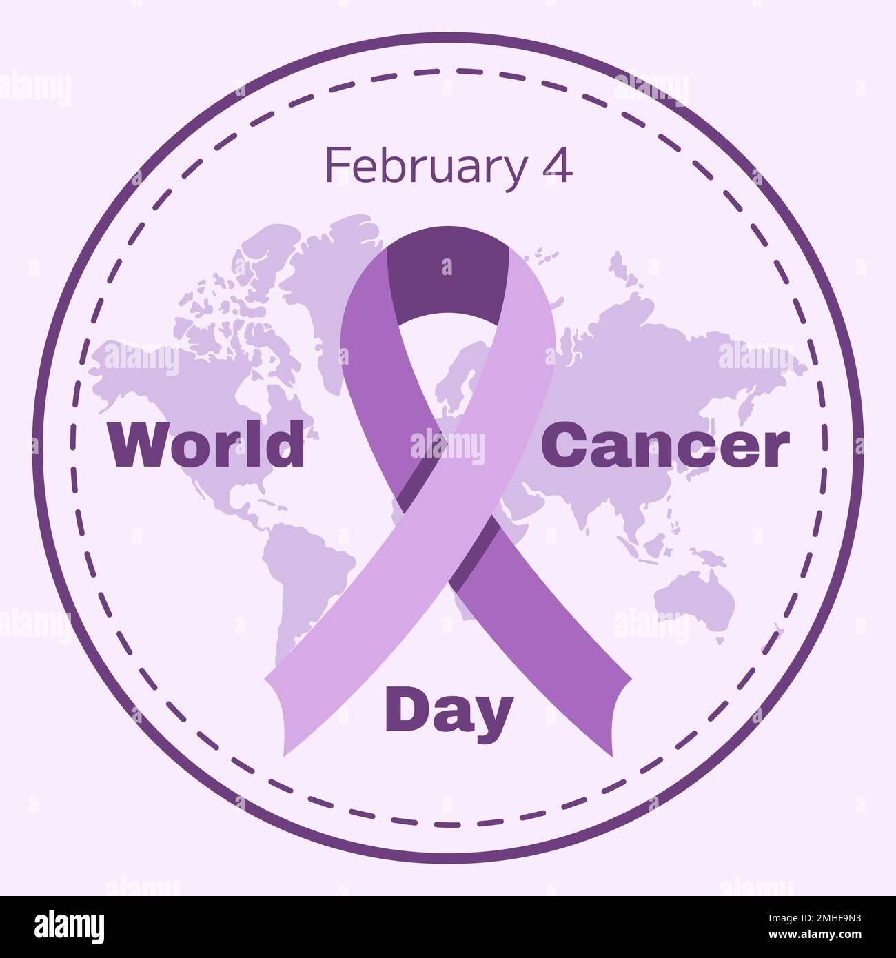 World Cancer Awareness Day February 4th. Lilac or purple ribbon symbol ...