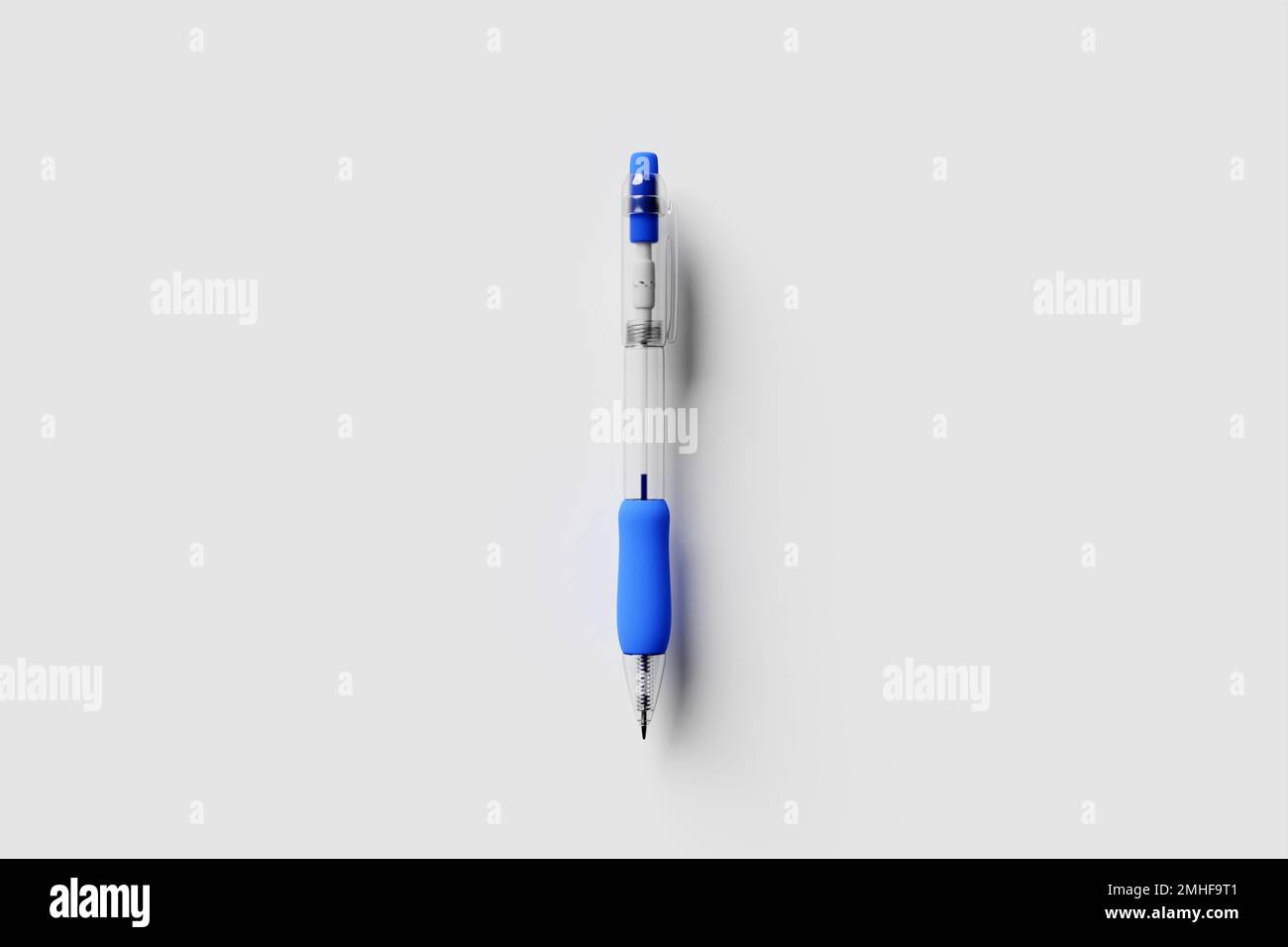 A simple automatic pen with blue ink in cartoon style on a white ...