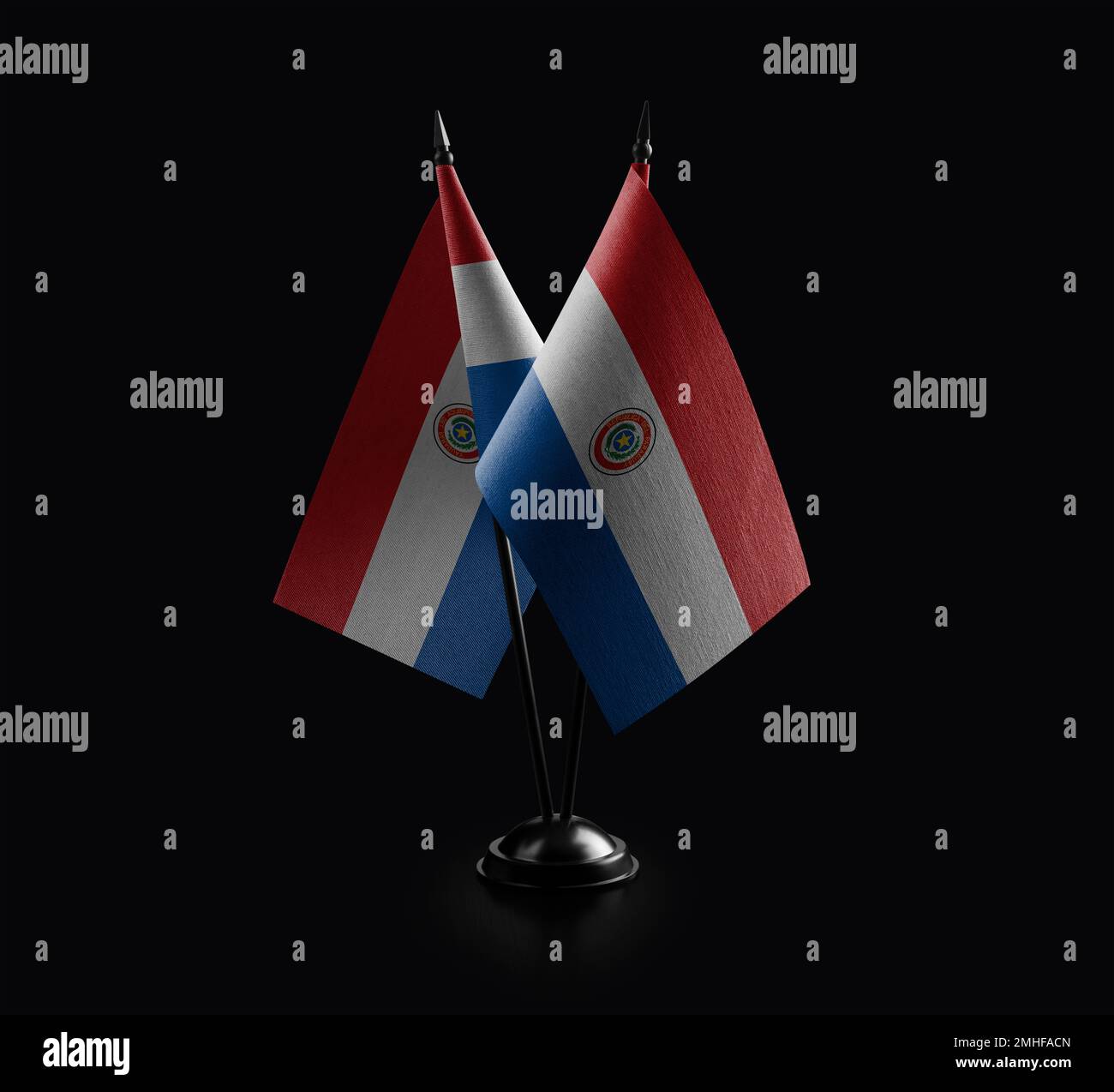 Small national flags of the Paraguay on a black background Stock Photo ...