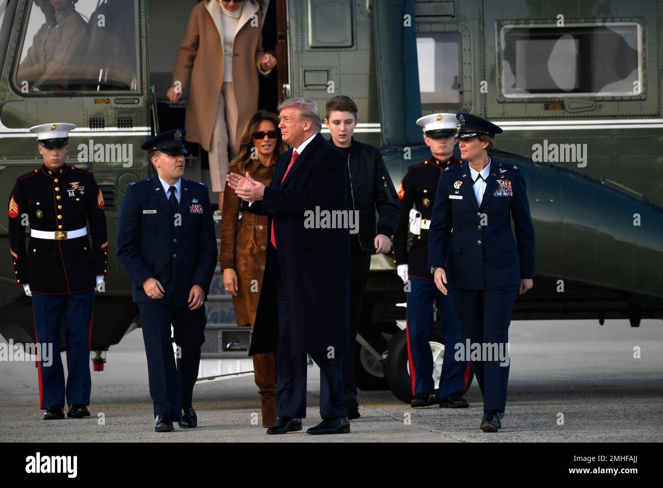 President Donald Trump, first lady Melania Trump, and Barron Trump ...