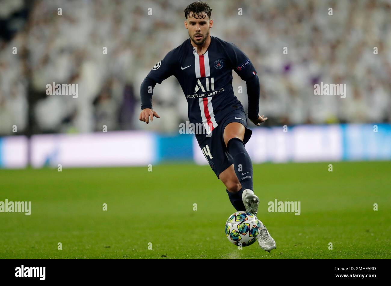 PSG's Juan Bernat runs with the ball during a Champions League soccer ...
