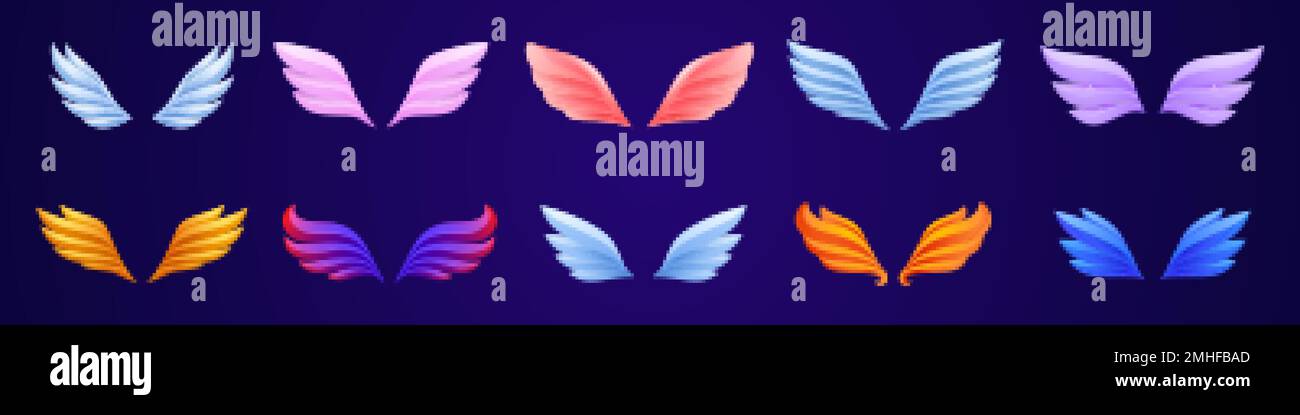 Game emblems with wings of birds, angel, eagle and phoenix. Modern ...