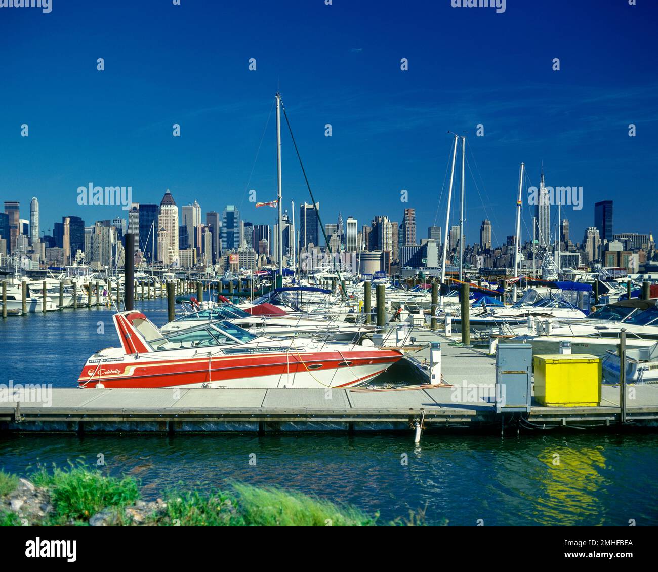1991 HISTORICAL ARTHUR'S LANDING MARINA NEW JERSEY MIDTOWN SKYLINE NEW ...