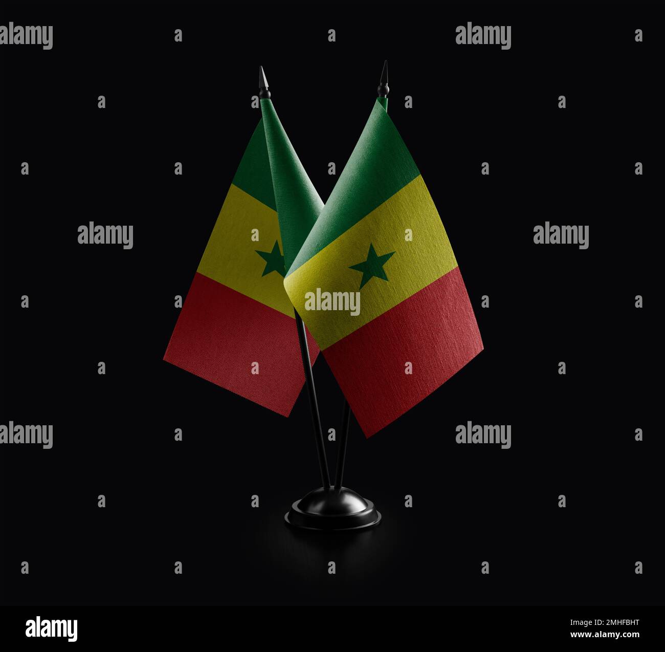 Small national flags of the Senegal on a black background Stock Photo ...