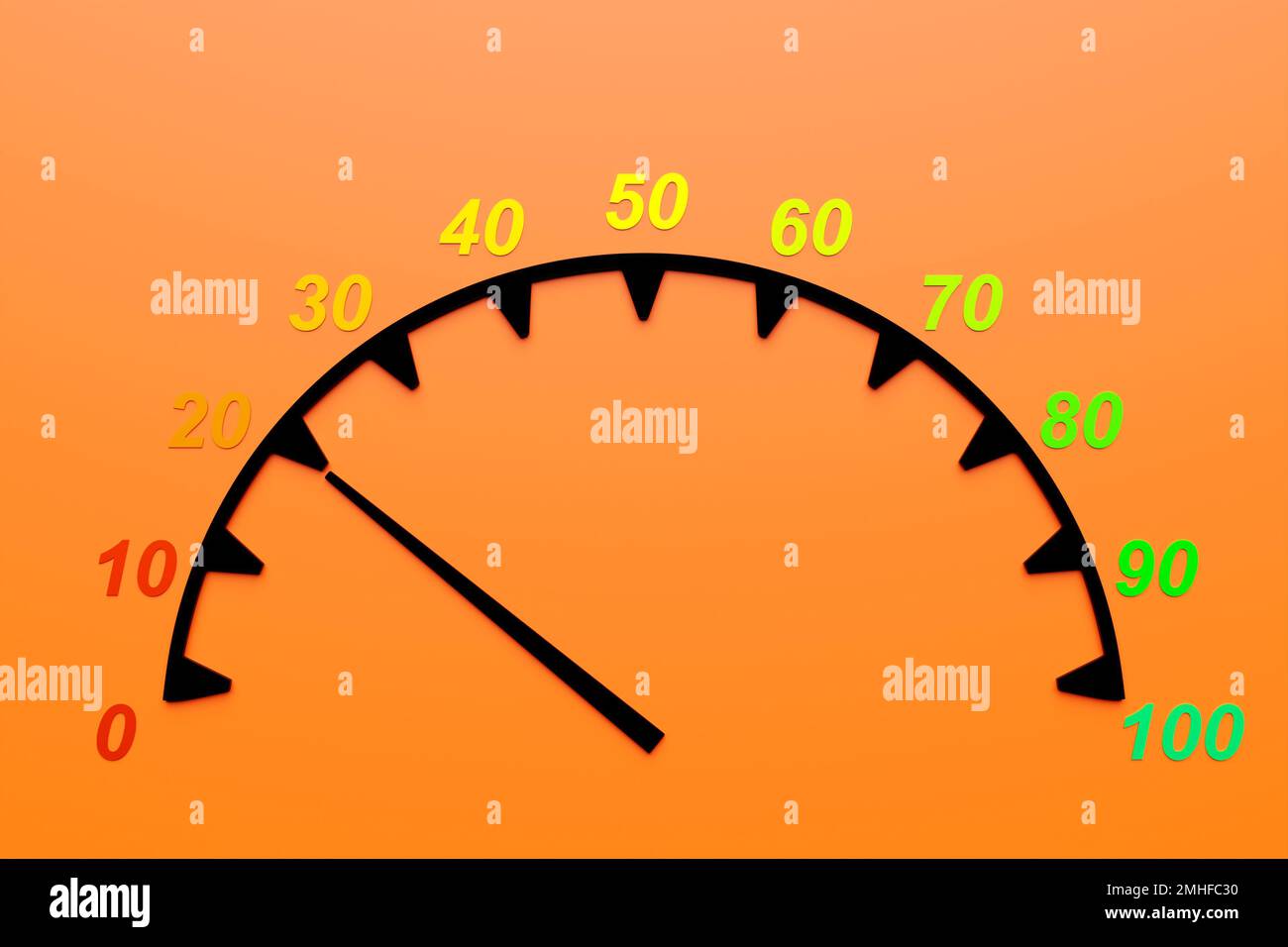 3d illustration round control panel icon.Low risk concept on spedometer ...