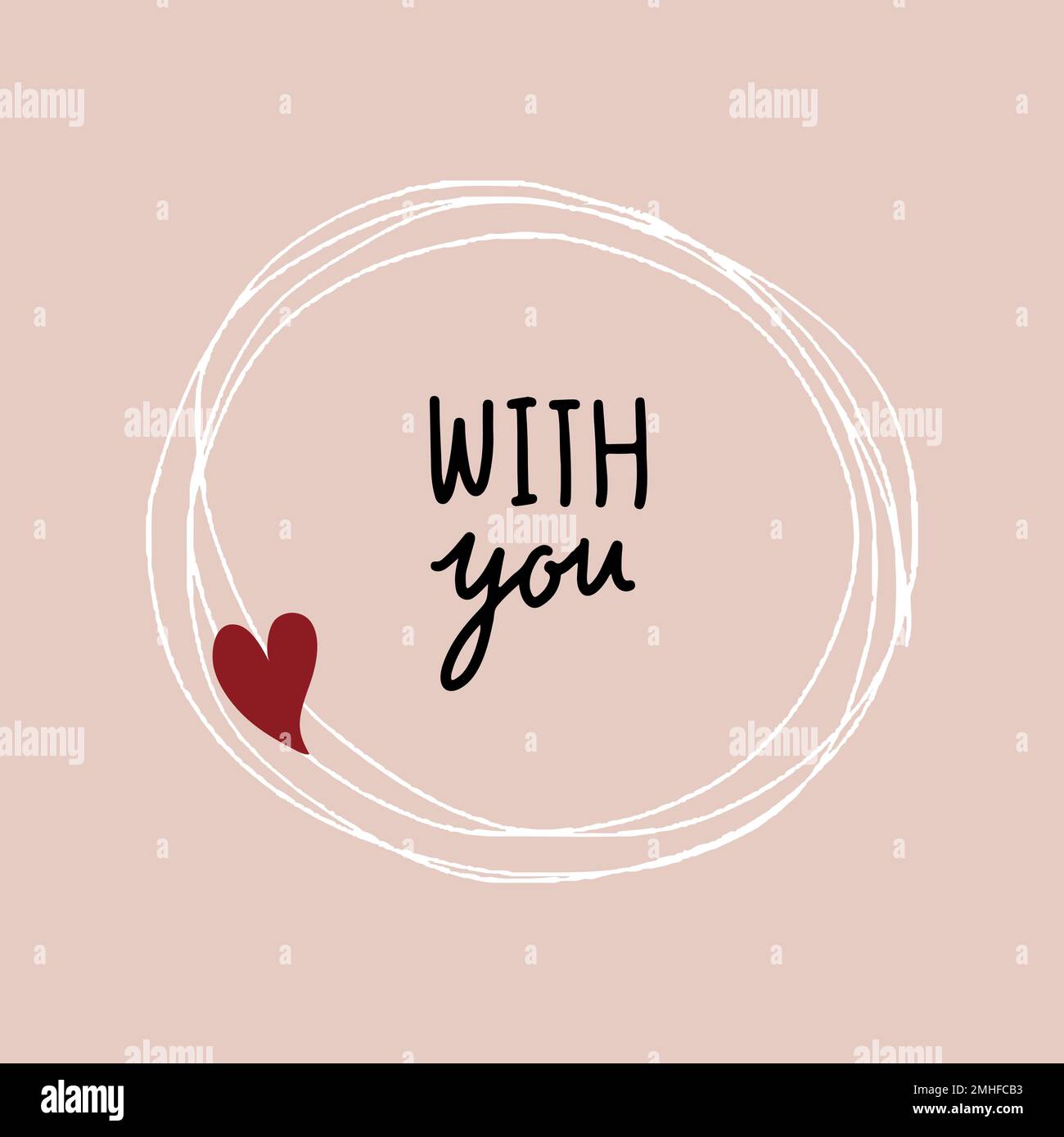 Doodle heart frame and with you text vector Stock Vector Image & Art ...
