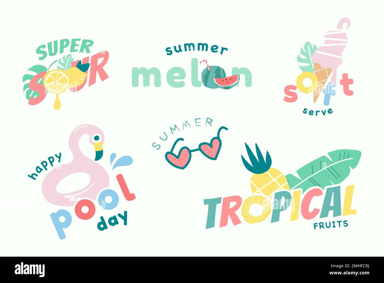 Cute fun summer collection vector Stock Vector Image & Art - Alamy