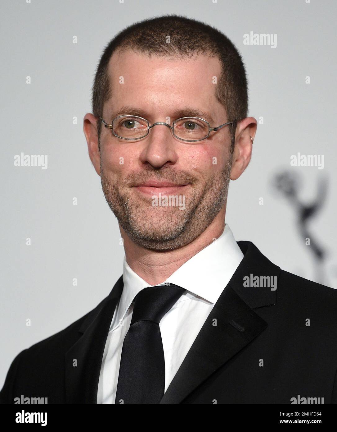 The founders award recipient D.B. Weiss poses in the press room during ...