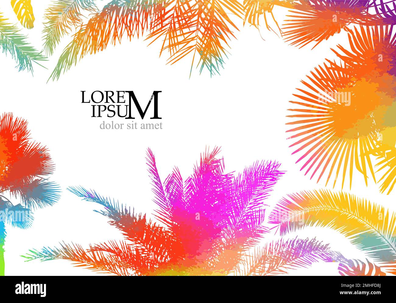 Palm trees colored background horizontal. Vector illustration Stock ...