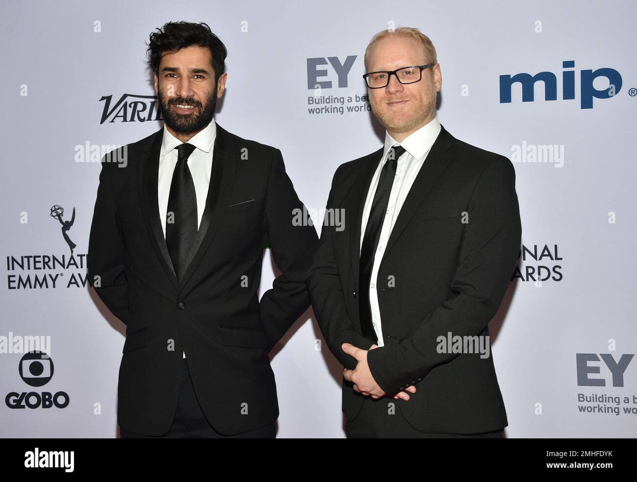 Gagan Rehill, left, and Arron Fellows arrive at the 47th International ...