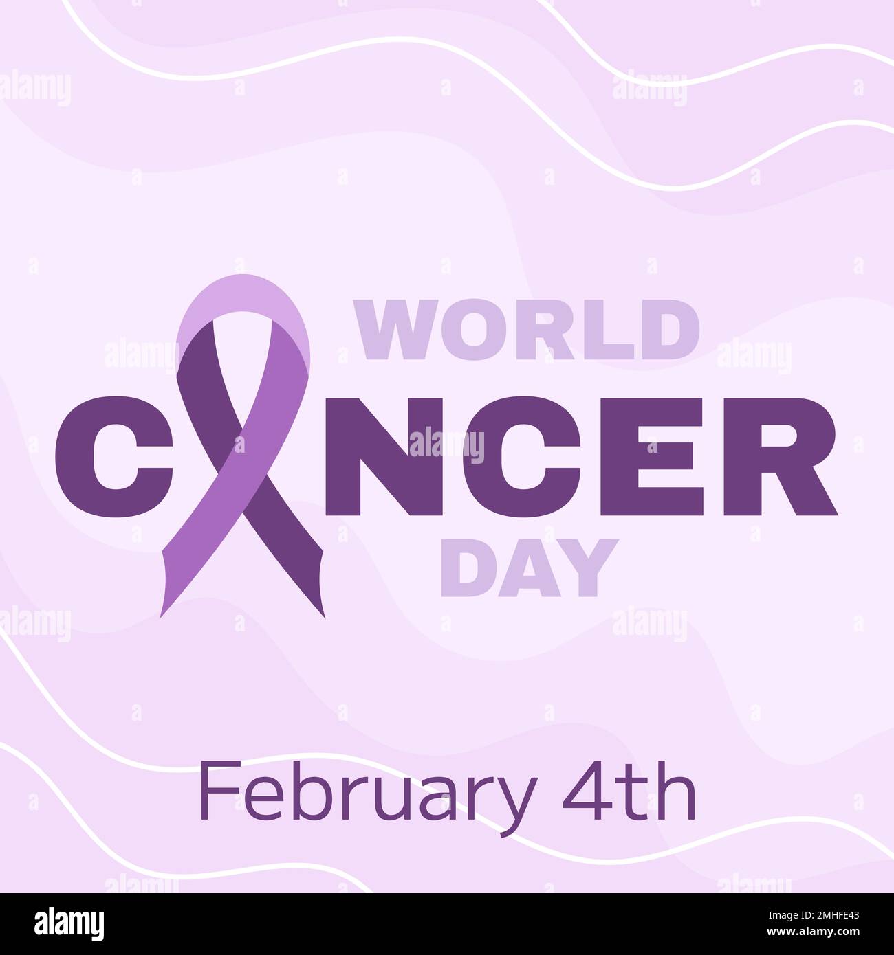 World Cancer Awareness Day February 4th. Lilac or purple ribbon symbol ...