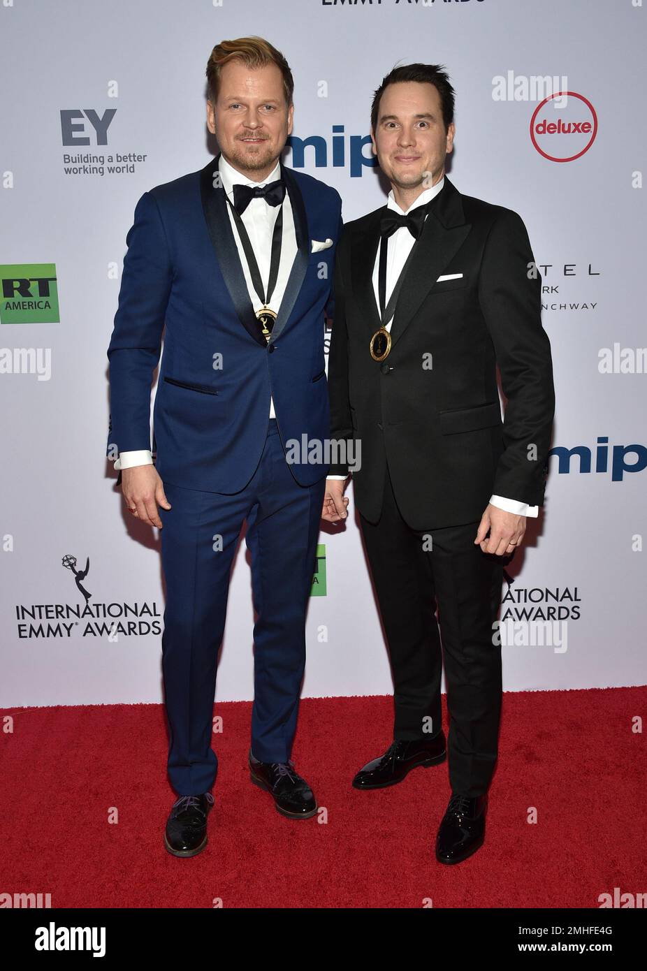 Antti Luusuaniemi, left, and Matti Kajander arrive at the 47th ...