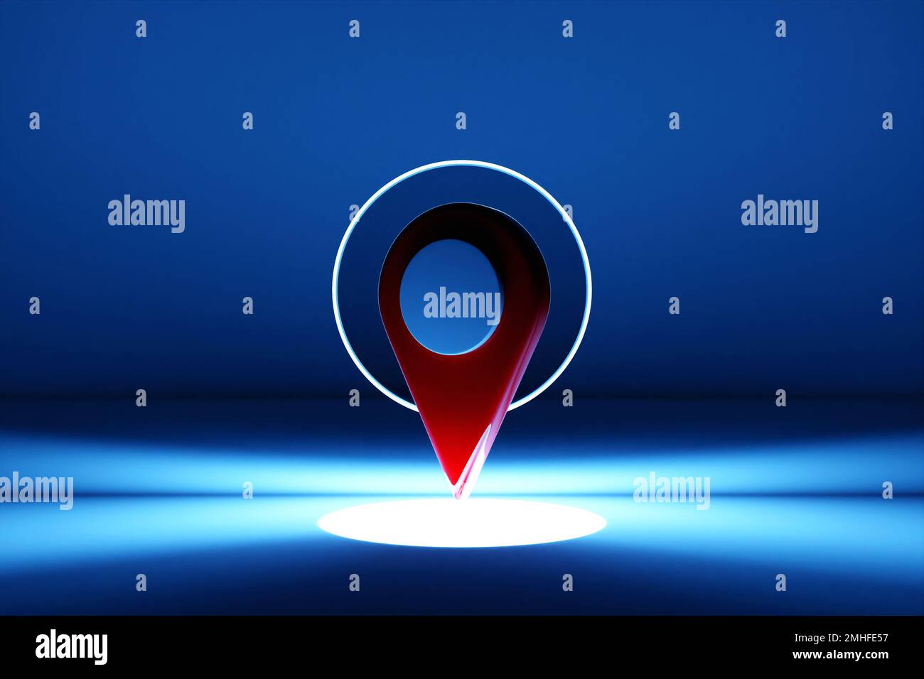 3d illustration of an icon with a red destination point on the map. navigation marker Stock ...