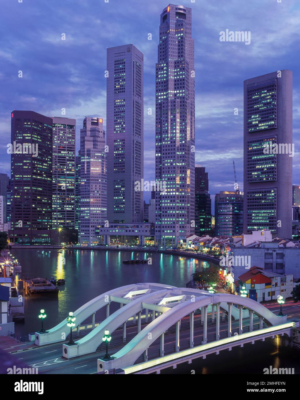 1996 HISTORICAL ELGIN BRIDGE BOAT QUAY RIVER SINGAPORE MARINA DISTRICT ...