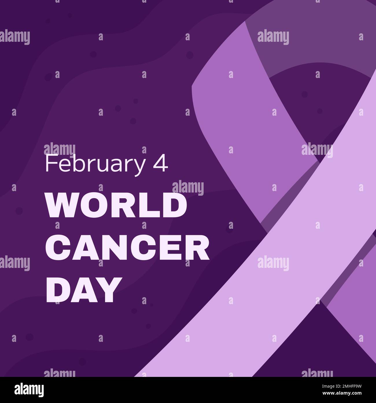 World Cancer Awareness Day February 4th. Lilac or purple ribbon symbol ...