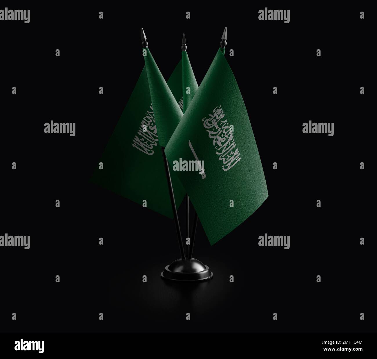 Small national flags of the Saudi Arabia on a black background Stock ...