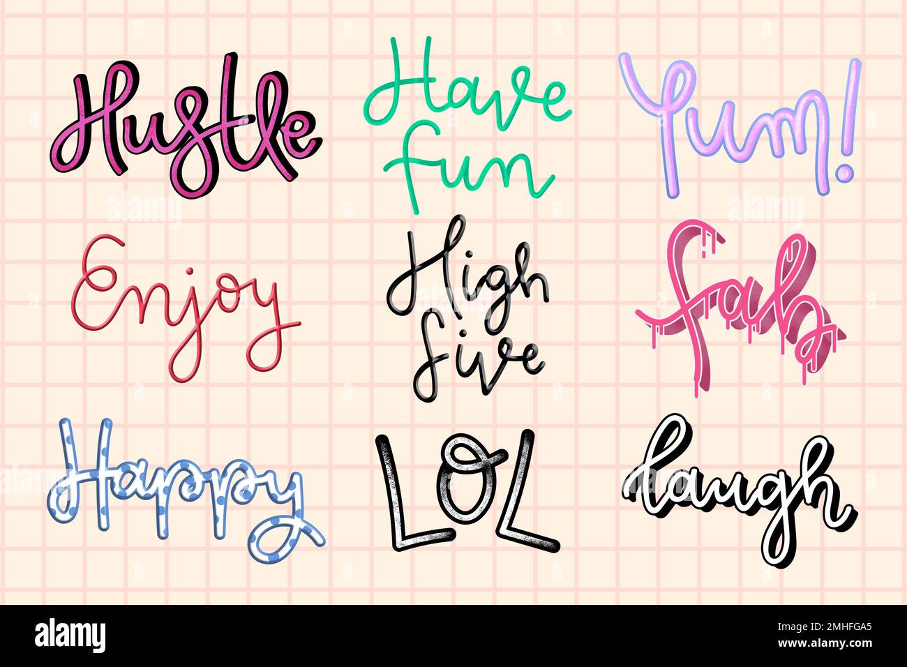 Vector cursive fun words typography set Stock Vector Image & Art - Alamy