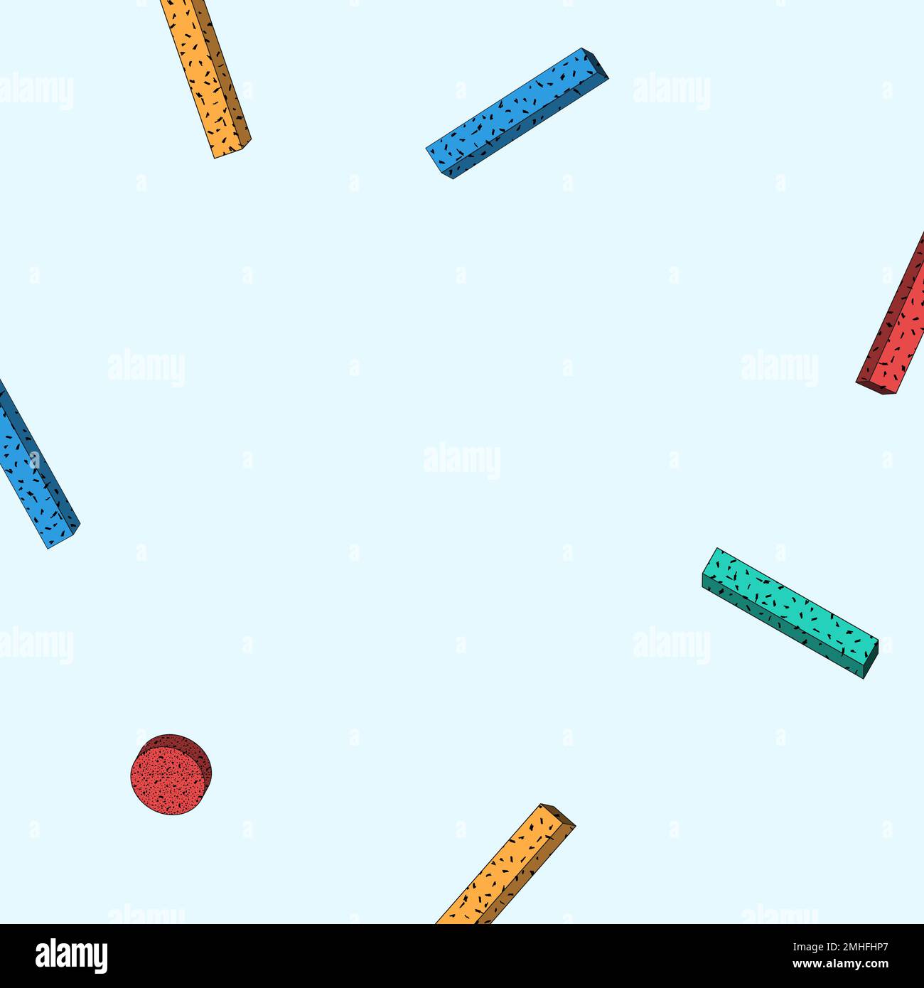 Colorful Memphis patterned on light blue background vector Stock Vector ...