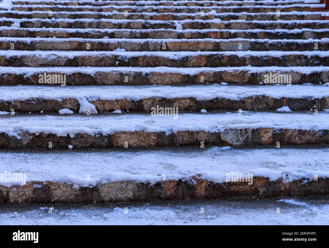 Snow storm stone stairs hi-res stock photography and images - Alamy