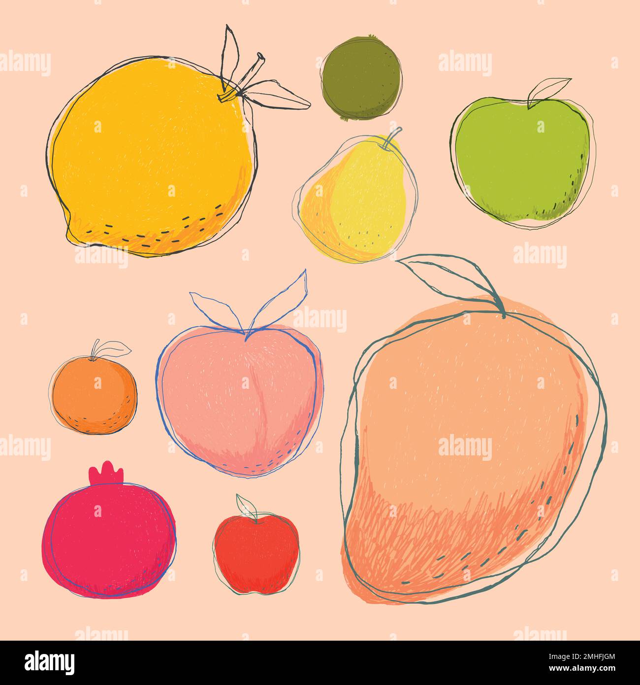 Cute doodle art fruit vector collection Stock Vector Image & Art - Alamy