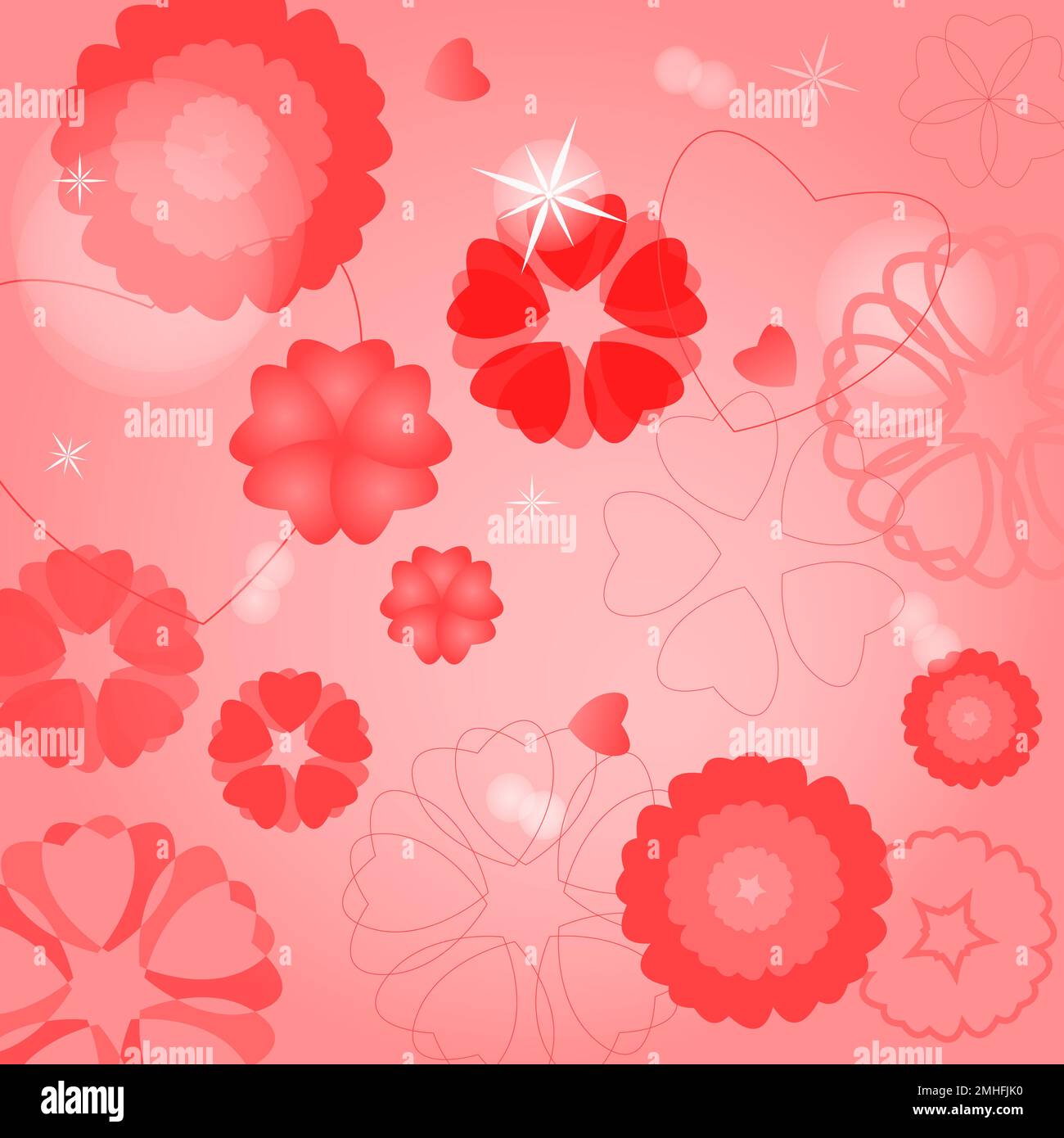Lovely romantic pattern with abstract pink sparking flowers and ...