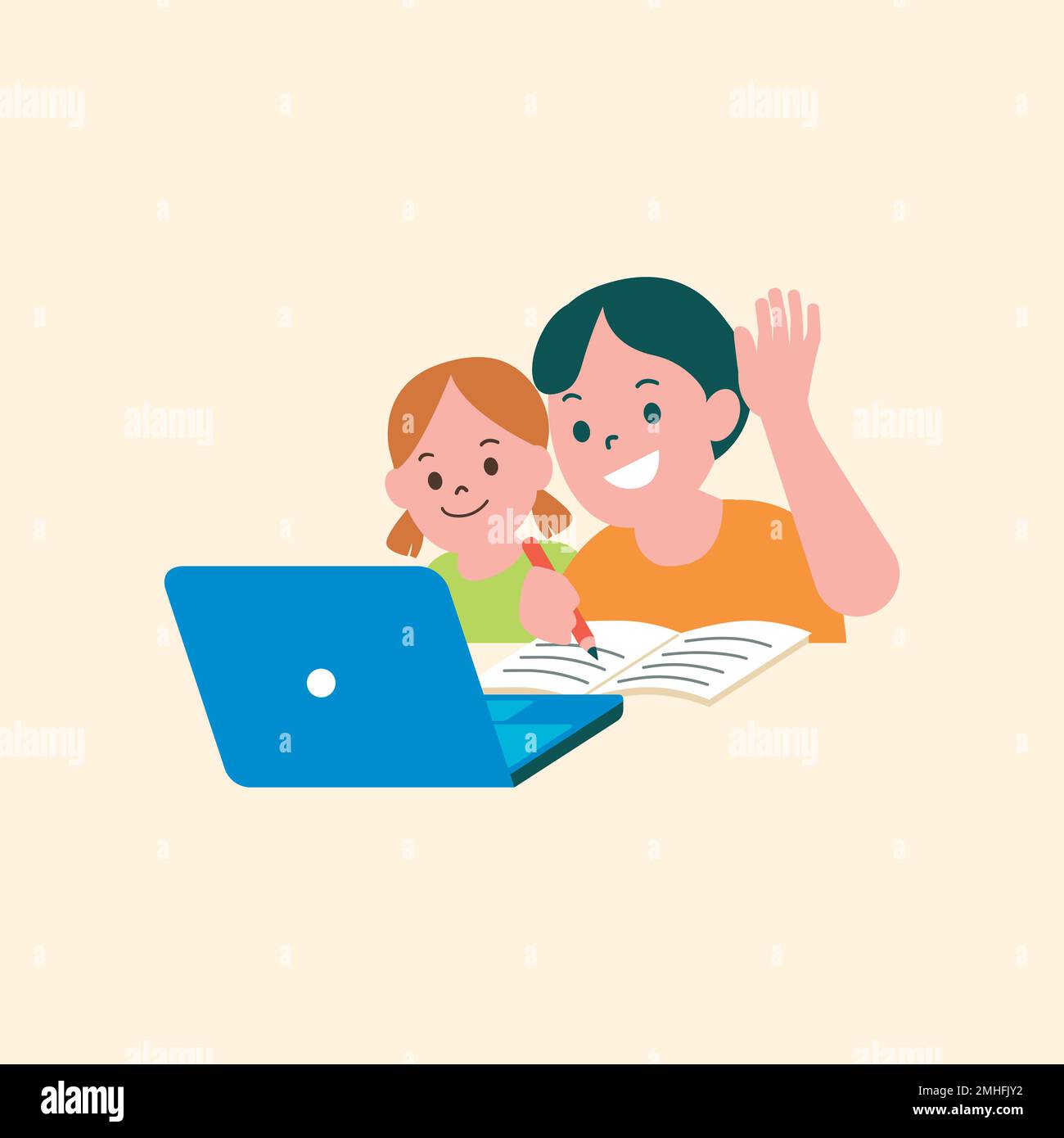 Children vector studying online class flat graphic Stock Vector Image ...