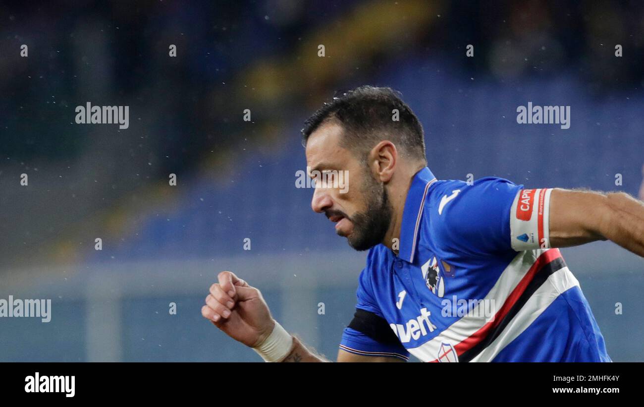 Sampdoria's Fabio Quagliarella controls the ball during a Serie A ...