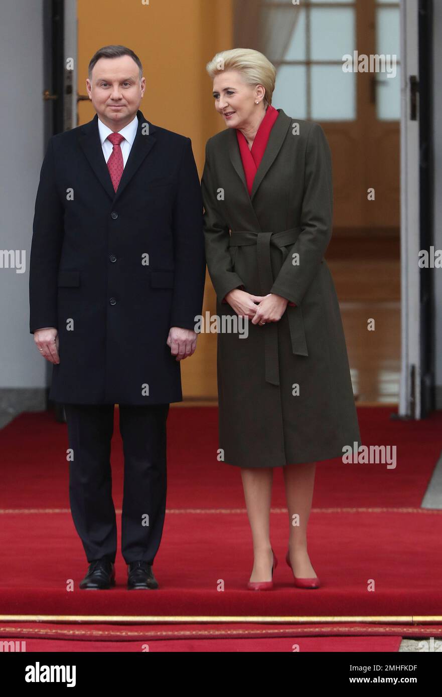 Poland's President Andrzej Duda,left, and first lady Agata Kornhauser ...